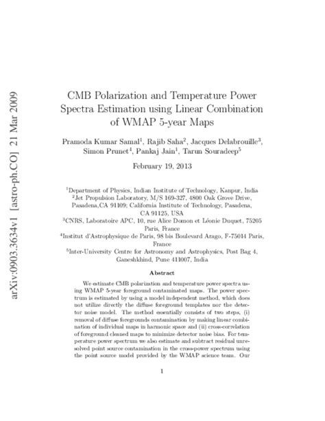 Pdf Cmb Polarization And Temperature Power Spectra Estimation Using