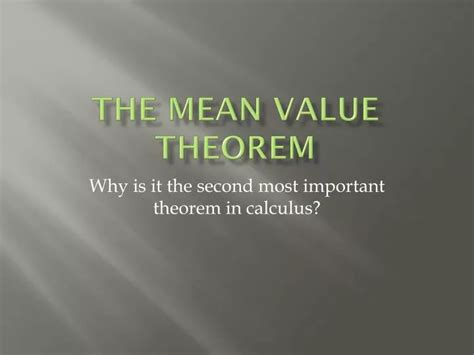 PPT The Mean Value Theorem PowerPoint Presentation Free Download ID