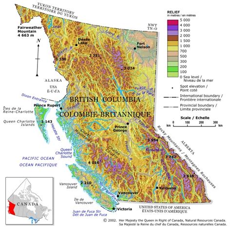 British Columbia Relief Map