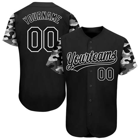 Custom 3d Pattern Baseball Jersey Black Black Camo Design Authentic