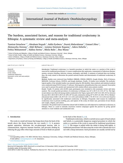 Pdf The Burdens Associated Factors And Reasons Of Traditional Uvulectomy In Ethiopia A
