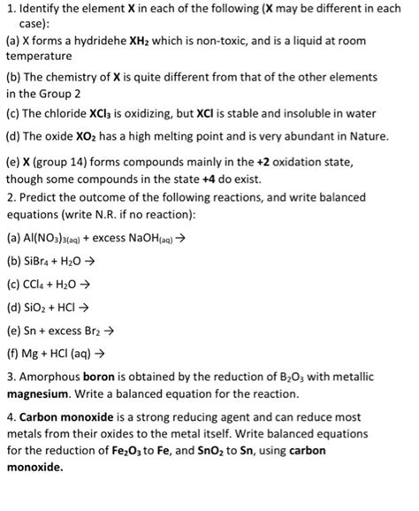 Solved 1 Identify The Element X In Each Of The Following X Chegg Com