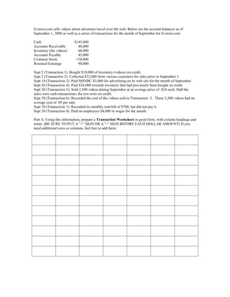 Everest Com Accounting Worksheet September 2000