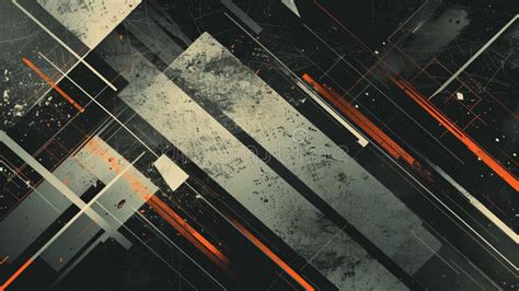 Abstract Geometric Pattern With Diagonal Lines And Rectangles In Black