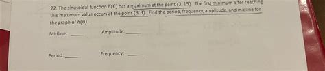Solved The Sinusoidal Function H θ ﻿has A Maximum At The
