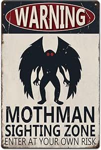 Superdant Mothman Metal Signs Funny Warning Wall Plaque Mothman