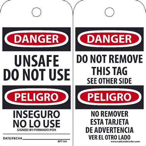 Danger Unsafe Do Not Use Tag Rpt154