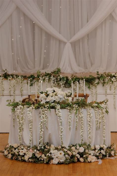 Elegant Wedding Table With Floral Decor Stock Image Image Of Candles Arrangement 341270301