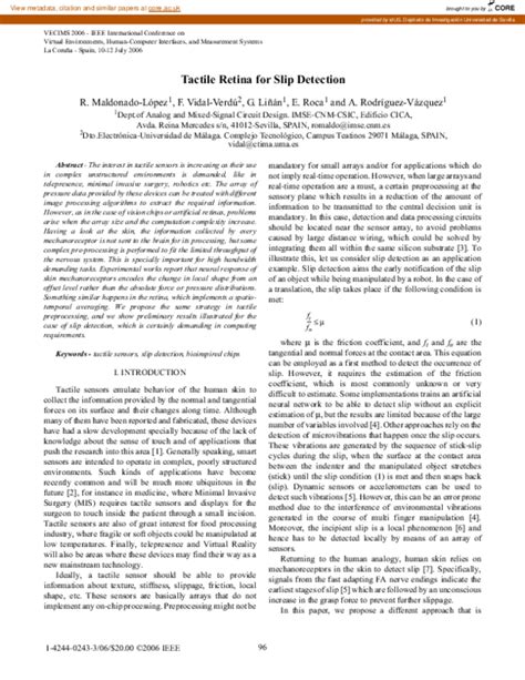 Pdf Tactile Retina For Slip Detection