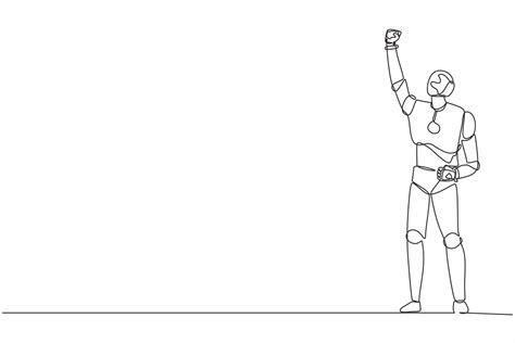 Single Continuous Line Drawing Robot Standing On Peak Of Cliff Targeting Arrow To Dartboard