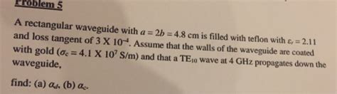 Solved A Rectangular Waveguide With A 2b 4 8 Cm Is
