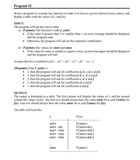 Solved Program 2 Write A Program To Evaluate Any Function
