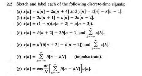 Solved 22 Sketch And Label Each Of The Following Discrete Time