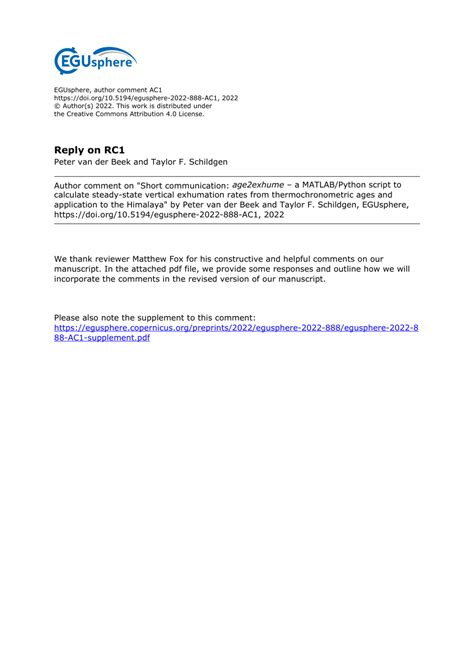 Pdf Short Communication Age2exhume A Matlab Script To Calculate