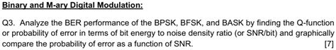 SOLVED Binary And M Ary Digital Modulation Q Analyze The BER Performance Of The BPSK BFSK