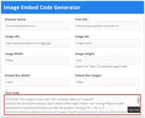 Image Embed Code Generator FrontEnd Resource