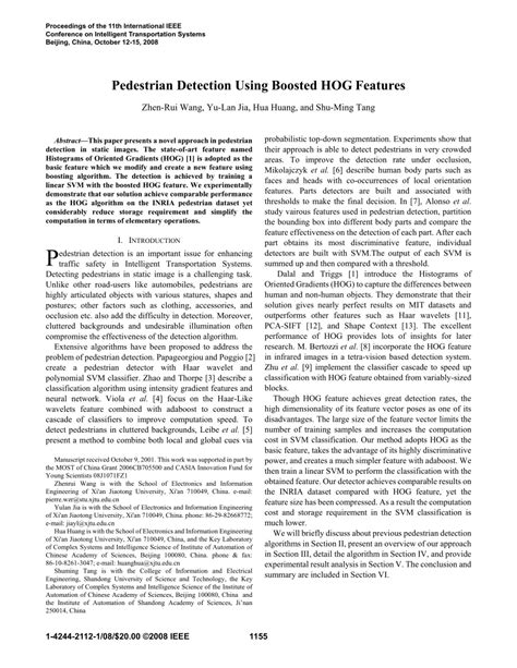 Pdf Pedestrian Detection Using Boosted Hog Features