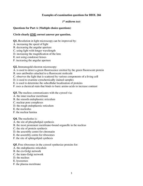 Examples Of Test Questions