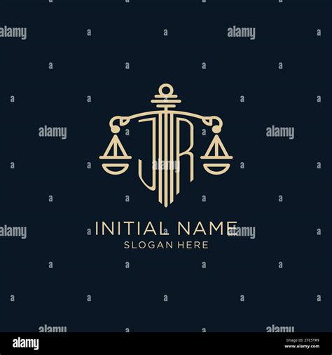 Initial Jr Logo With Shield And Scales Of Justice Luxury And Modern Law Firm Logo Design Vector