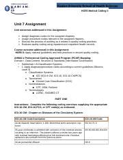 Coding Assignment Word Unit HI Medical Coding II Unit Assignment Unit Outcomes