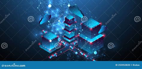 Isometric Big Data Concept Database Abstract Technology Background Stock Vector Illustration