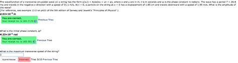 solved the wavefunction of a transverse sinusoidal wave on a
