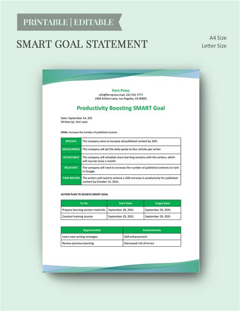 Google Docs Goals Template