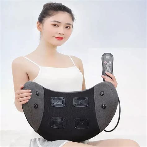전기 허리 마사지기 요추 진동 쿠션 통증 완화 난방 건강 관리 견인 요법 사우드 등 바디 마사지 Aliexpress