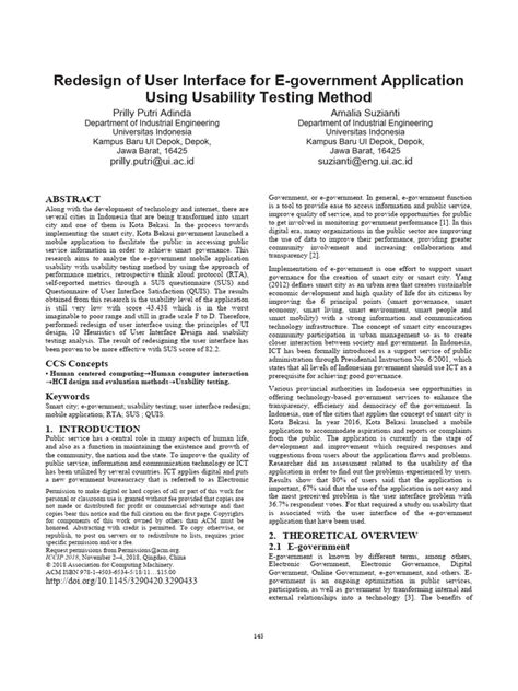 Redesign Of User Interface For E Government Application Pdf Usability E Government