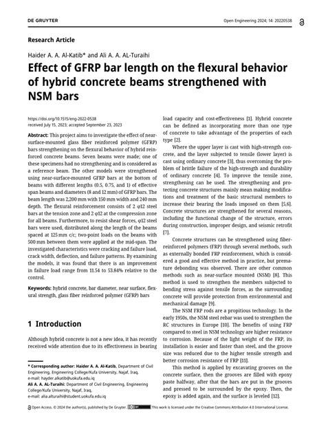 Pdf Effect Of Gfrp Bar Length On The Flexural Behavior Of Hybrid