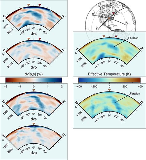 Vertical Slices Of 3d Seismic Velocity Structure And Corresponding