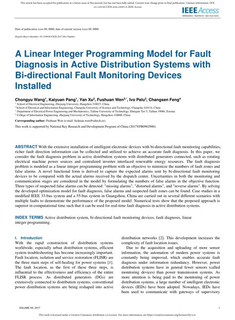 Pdf A Linear Integer Programming Model For Fault Diagnosis In Active