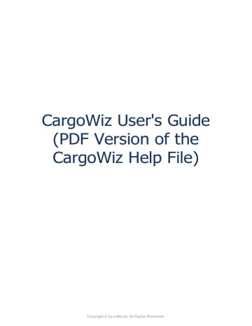 CargoWiz User S Guide Load Planning Software Manualzz