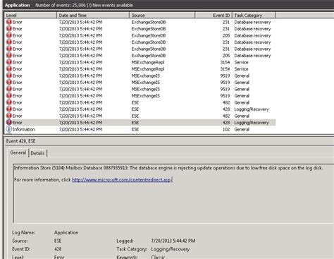 Solved Low Free Disk Space On The Db Log Disk Experts Exchange