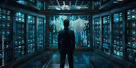 A Male Cybersecurity Analyst Monitors Network Traffic In A High Tech