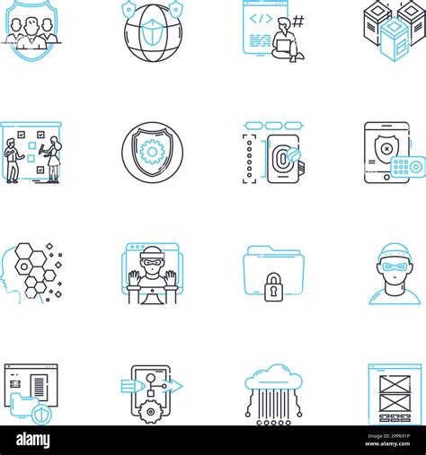 Digital Safety Linear Icons Set Security Privacy Cybersecurity Encryption Passwords