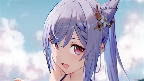 Bikni Girl Keqing At Beach Genshin Impact K Wallpaper Download