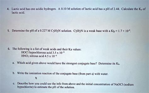 solved lactic acid has one acidic hydrogen 0 10 m solution of lactic