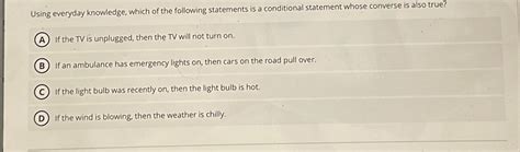 Solved Using Everyday Knowledge Which Of The Following