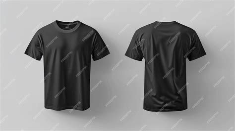 3d рендеринг с черным шаблоном футболки передний и задний макет изолирован на белом фоне Модная