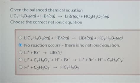 [Solved]: Given the balanced chemical equation
