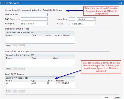 how to use dhcp scope in latest firmware controllerless networks