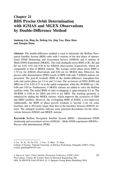 Pdf Bds Precise Orbit Determination With Igmas And Mgex Observations