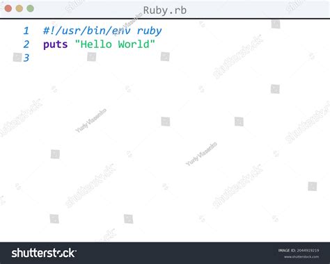 Ruby Language Hello World Program Sample Stock Vector Royalty Free