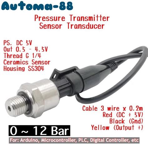 Jual Promo Awal Tahun Pressure Transducer Transmitter Sensor Arduino 5vdc 1 2 Mpa 174 Psi Promo