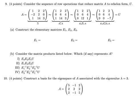 Solved Points Consider The Sequence Of Row Operations Chegg