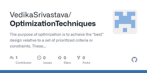 Github Vedikasrivastavaoptimizationtechniques The Purpose Of