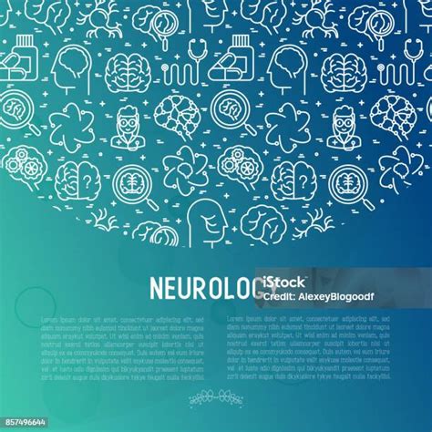 얇은 선 아이콘으로 신경과 개념 뇌 신경 신경 연결 신경과 돋보기 벡터 일러스트 의료 조사 또는 보고서에 대 한 텍스트를 위한
