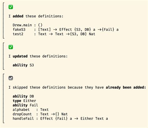 what s the best way to present results of an `add` `update` · issue