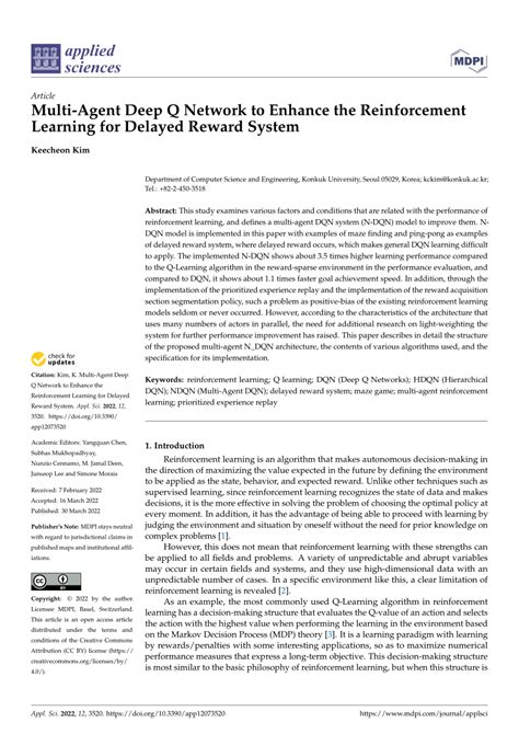 Pdf Multi Agent Deep Q Network To Enhance The Reinforcement Learning
